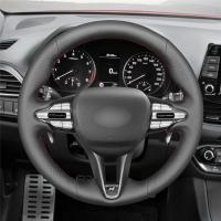 China Custom Leather Steering Wheel Cover for i30 N Veloster N 2017-2021 Fan Club Design Style for sale