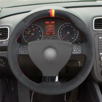 China Volkswagen VW EOS MK5 2005 2006 2008 Leather Steering Wheel Cover with Hand Stitching for sale