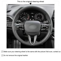 China Custom Leather Steering Wheel Cover for i30 N Veloster N 2017-2021 Fan Club Design Style for sale