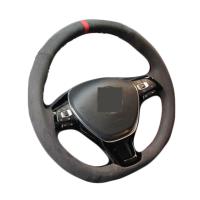 China Black Soft Suede Steering Wheel Cover for Volkswagen Golf 7 Mk7 Polo Jetta Passat B8 VW Tiguan Sharan Touran for sale