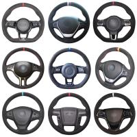 China Black Soft Suede Steering Wheel Cover for Volkswagen Golf 7 Mk7 Polo Jetta Passat B8 VW Tiguan Sharan Touran for sale