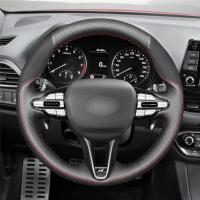China Perfectly Fit Custom Suede Leather Steering Wheel Cover Hyundai i30 N Veloster N 2017-2021 for sale