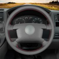 China VW Caddy 2003-2006 Caravelle 2003-2009 Transporter T5 2006 Hand Sewing Black Thread Steering Wheel Cover for sale