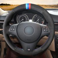 China Hand Sewing Suede Steering Wheel Cover for BMW 1 Series E81 E82 E87 E88 E90 LCI E91 M3 E92 E93 for sale