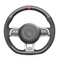 China Volkswagen Golf 7 GTI Golf R MK7 VW Polo GTI Scirocco Carbon Soft Suede Steering Wheel Cover for sale