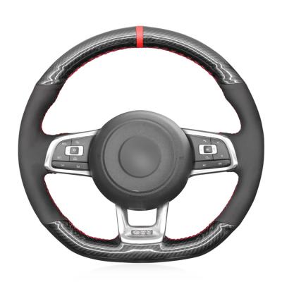 China Volkswagen Golf 7 GTI Golf R MK7 VW Polo GTI Scirocco Carbon Soft Suede Steering Wheel Cover for sale
