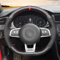 China Volkswagen Golf 7 GTI Golf R MK7 VW Polo GTI Scirocco Carbon Soft Suede Steering Wheel Cover for sale