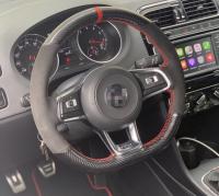 China Volkswagen Golf 7 GTI Golf R MK7 VW Polo GTI Scirocco Carbon Soft Suede Steering Wheel Cover for sale