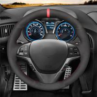 China Hyundai Genesis Coupe Rohens 2009-2016 Full Suede Steering Wheel Cover Hand Stitching for sale