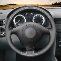 China Polo Carbon Leather Steering Wheel Cover for VW Golf 4 Passat B5 Seat Leon 1996-2005 for sale