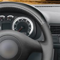 China Polo Carbon Leather Steering Wheel Cover for VW Golf 4 Passat B5 Seat Leon 1996-2005 for sale
