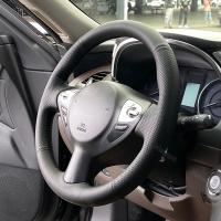 China Custom Hand Stitched Orange Steering Wheel Cover for Infiniti FX FX30d FX35 FX37 FX50 QX70 Juke F15 2010-2019 for sale