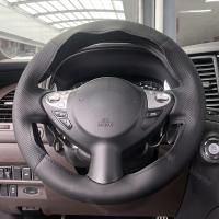 China Custom Hand Stitched Orange Steering Wheel Cover for Infiniti FX FX30d FX35 FX37 FX50 QX70 Juke F15 2010-2019 for sale