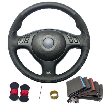 China Black Perforated Leather Steering Wheel Cover for BMW E46 E39 330i 540i 525i 530i 330Ci M3 2001-2003 for sale