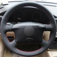 China Hand Sewing Black Leather Steering Wheel Cover for VW Passat B5 Golf 4 Seat Alhambra 1996-2005 for sale