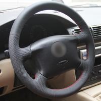 China Hand Sewing Black Leather Steering Wheel Cover for VW Passat B5 Golf 4 Seat Alhambra 1996-2005 for sale