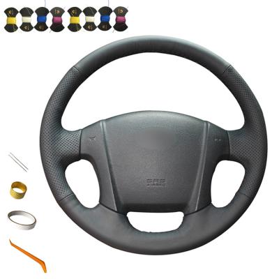 China Kia Sportage 2 2005-2010 Customized Handmade Red Thread Leather Steering Wheel Cover for sale