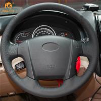 China Kia Sportage 2 2005-2010 Customized Handmade Red Thread Leather Steering Wheel Cover for sale