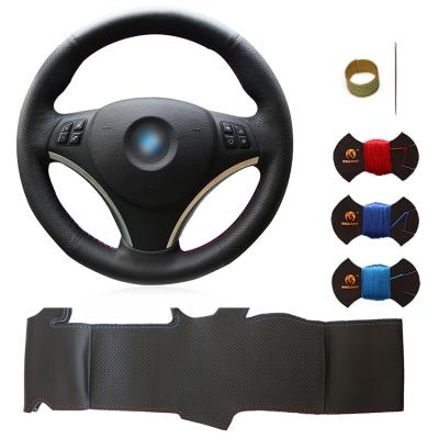 China Apricot Suede 3-Spoke Steering Wheel Cover for BMW E90 E91 E92 E93 E87 E81 E82 E88 X1 E84 for sale