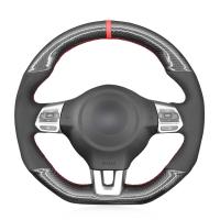 China Hand Stitched Carbon Soft Suede Steering Wheel Cover for Volkswagen Golf VI Variant for sale