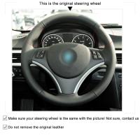 China Apricot Suede 3-Spoke Steering Wheel Cover for BMW E90 E91 E92 E93 E87 E81 E82 E88 X1 E84 for sale
