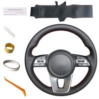 China Kia Optima K5 2011-2019 Hand Stitched Personalized Black Leather Steering Wheel Cover for sale