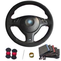China Black Suede Car Steering Wheel Cover for BMW E46 E39 330i 540i 525i 530i 330Ci M3 for sale