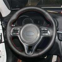 China Kia Optima K5 2011-2019 Hand Stitched Personalized Black Leather Steering Wheel Cover for sale