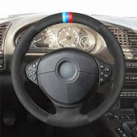 China Black Suede Car Steering Wheel Cover for BMW E46 E39 330i 540i 525i 530i 330Ci M3 for sale