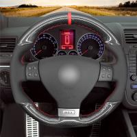 China Volkswagen VW Golf 5 Mk5 GTI R32 Passat R GT 2005 Carbon Soft Suede Steering Wheel Cover for sale
