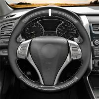 China 2014-2017 Nissan Qashqai X-Trail Teana Altima Sentra Black Suede Steering Wheel Cover for sale
