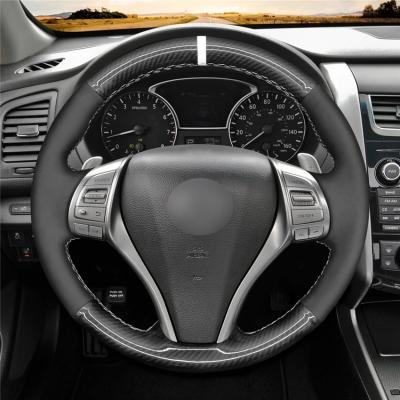 China 2014-2017 Nissan Qashqai X-Trail Teana Altima Sentra Black Suede Steering Wheel Cover for sale