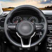 China Custom Fit Kia Rio K2 Picanto Morning 2017 2018 2019 White Thread Steering Wheel Cover for sale