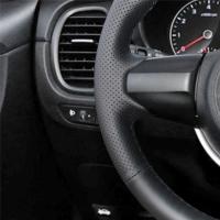 China Custom Fit Kia Rio K2 Picanto Morning 2017 2018 2019 White Thread Steering Wheel Cover for sale