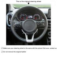 China Custom Fit Kia Rio K2 Picanto Morning 2017 2018 2019 White Thread Steering Wheel Cover for sale