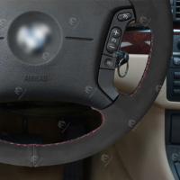 China ONE Car ONE Template Black Suede Steering Wheel Wrap for BMW E46 318i 325i E39 E53 X5 for sale