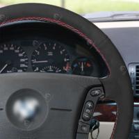 China ONE Car ONE Template Black Suede Steering Wheel Wrap for BMW E46 318i 325i E39 E53 X5 for sale