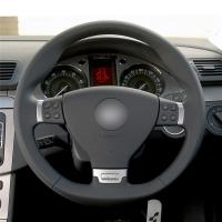 China VW Passat R36 Genuine Leather Black Custom Design Steering Wheel Cover Hand Stitching for sale