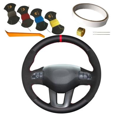 China Kia Sportage 3 Ceed Cee'd 2011-2015 Custom Steering Wheel Cover in White Thread Color for sale