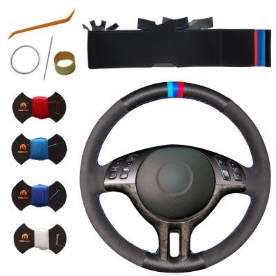 China Artificial Leather 3-Spoke Wheel Black Steering Wheel Cover for BMW E39 E46 325i E53 X5 for sale
