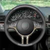 China Artificial Leather 3-Spoke Wheel Black Steering Wheel Cover for BMW E39 E46 325i E53 X5 for sale