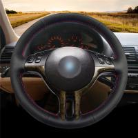 China Artificial Leather 3-Spoke Wheel Black Steering Wheel Cover for BMW E39 E46 325i E53 X5 for sale