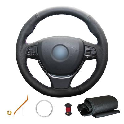 China ONE Car ONE Template Black PU Leather Hand Sewing Steering Wheel Cover for BMW F10 523Li 525Li 2009 730Li 740Li 750Li for sale
