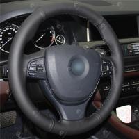 China ONE Car ONE Template Black PU Leather Hand Sewing Steering Wheel Cover for BMW F10 523Li 525Li 2009 730Li 740Li 750Li for sale