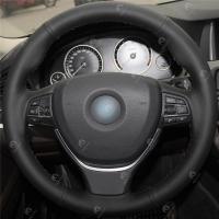 China ONE Car ONE Template Black PU Leather Hand Sewing Steering Wheel Cover for BMW F10 523Li 525Li 2009 730Li 740Li 750Li for sale