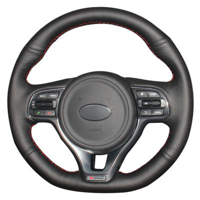 China 2016 2017 Kia K5 Sportage 4 KX5 3-Spoke Wheel Artificial Leather Stitch Wrapped Steering Cover for sale