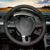 China Volkswagen Gol Tiguan Passat B7 CC Touran Jetta Mk6 Suede Leather Steering Wheel Cover for sale