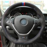 China 3-Spoke Wheel Cover for BMW E70 X5 2008-2013 E71 X6 2008-2014 Black Perforated Genuine Leather Suede for sale