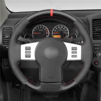 China Dark Brown Thread Custom Steering Wheel Cover for Nissan Frontier Pathfinder Xterra Navara 2005-2012 for sale