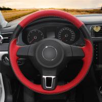 China Custom Fit Red Leather Steering Wheel Cover for VW Golf 6 Mk6 Jetta 6 Polo 2011-2014 for sale